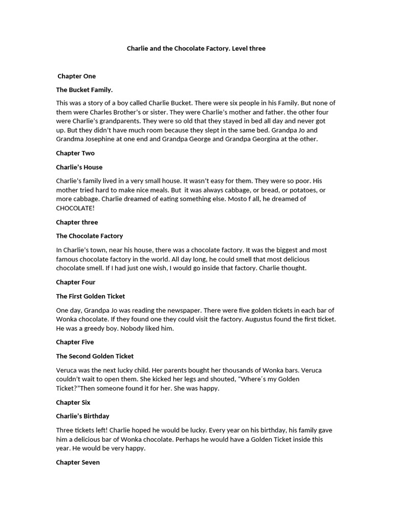 Charlie and the Chocolate Factory Summary | PDF