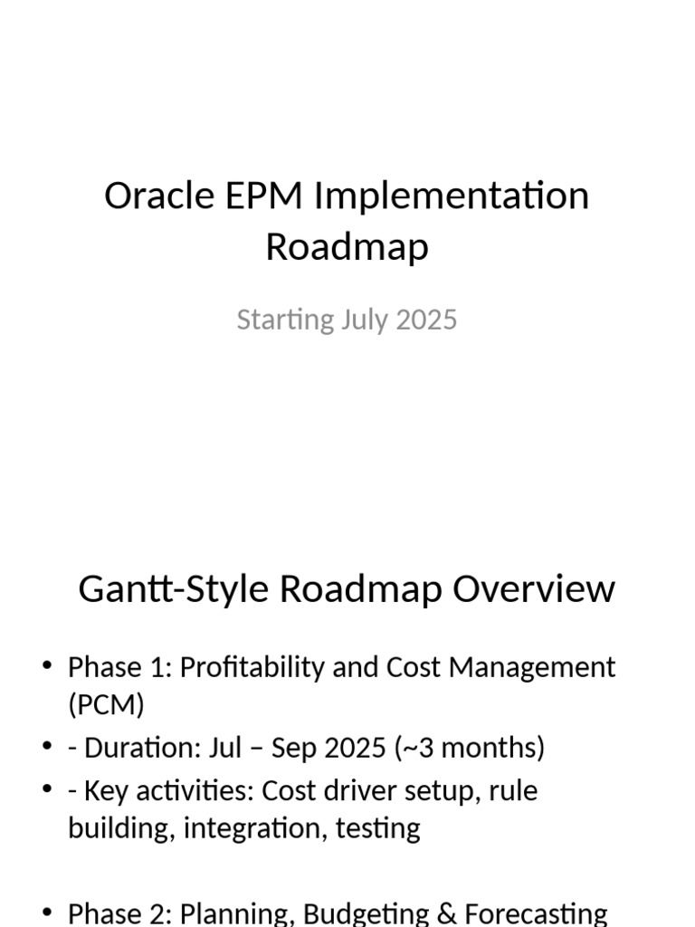 Oracle EPM Implementation Roadmap July2025 | PDF