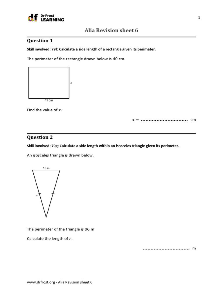 Area and Perimeter of 2D Shapes Part 2 | PDF | Triangle | Rectangle