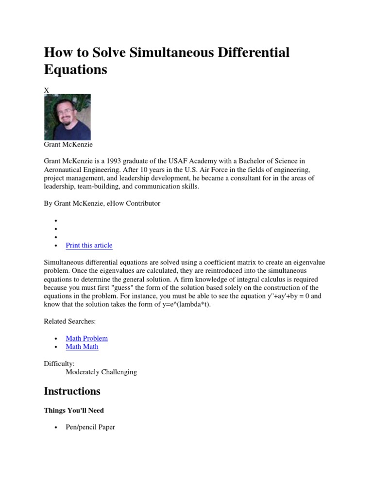 How To Solve Simultaneous Differential Equations | PDF | Eigenvalues ...