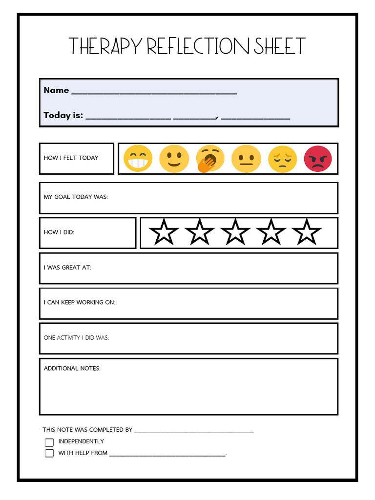 Therapy Goals Reflection Sheet | PDF