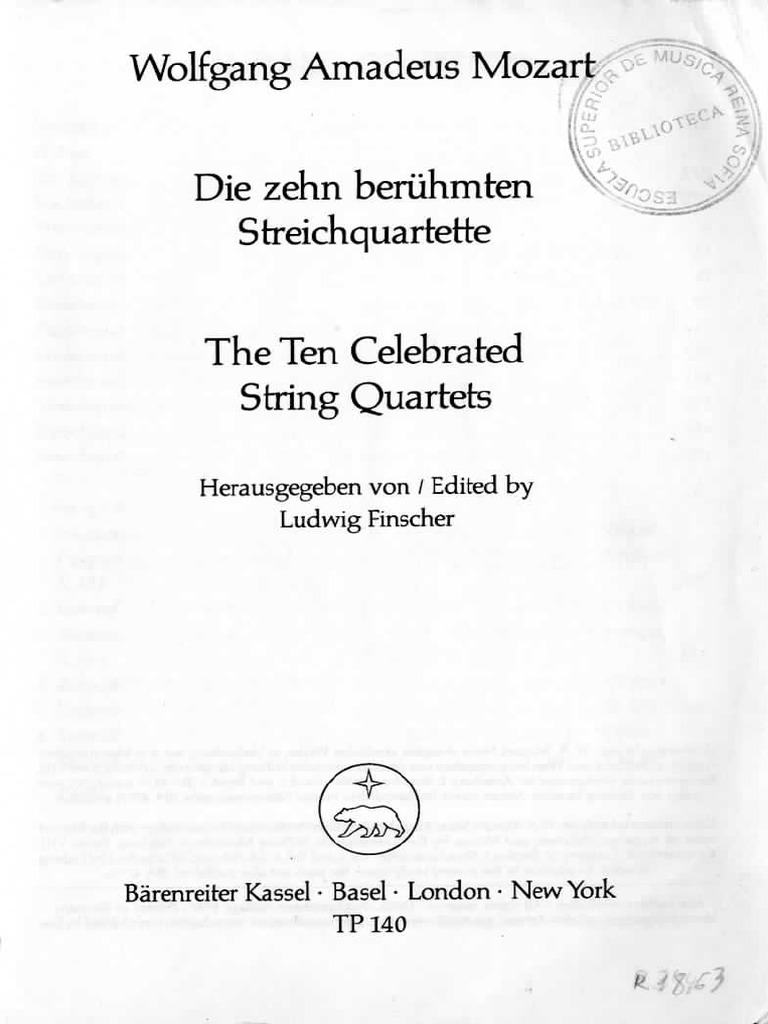 MOZART Cuarteto de Cuerda Re Mayor KV575 Prusiano General | PDF