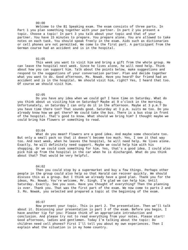 NoteGPT - Deutsch B1 Sprechen. German B1 Speaking Goethe. | PDF | Homework