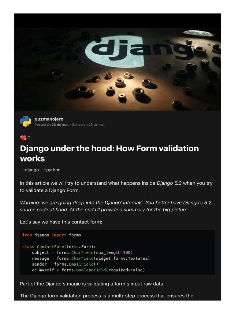 Django Under The Hood - How Form Validation Works - DeV Community | PDF | Class (Computer ...