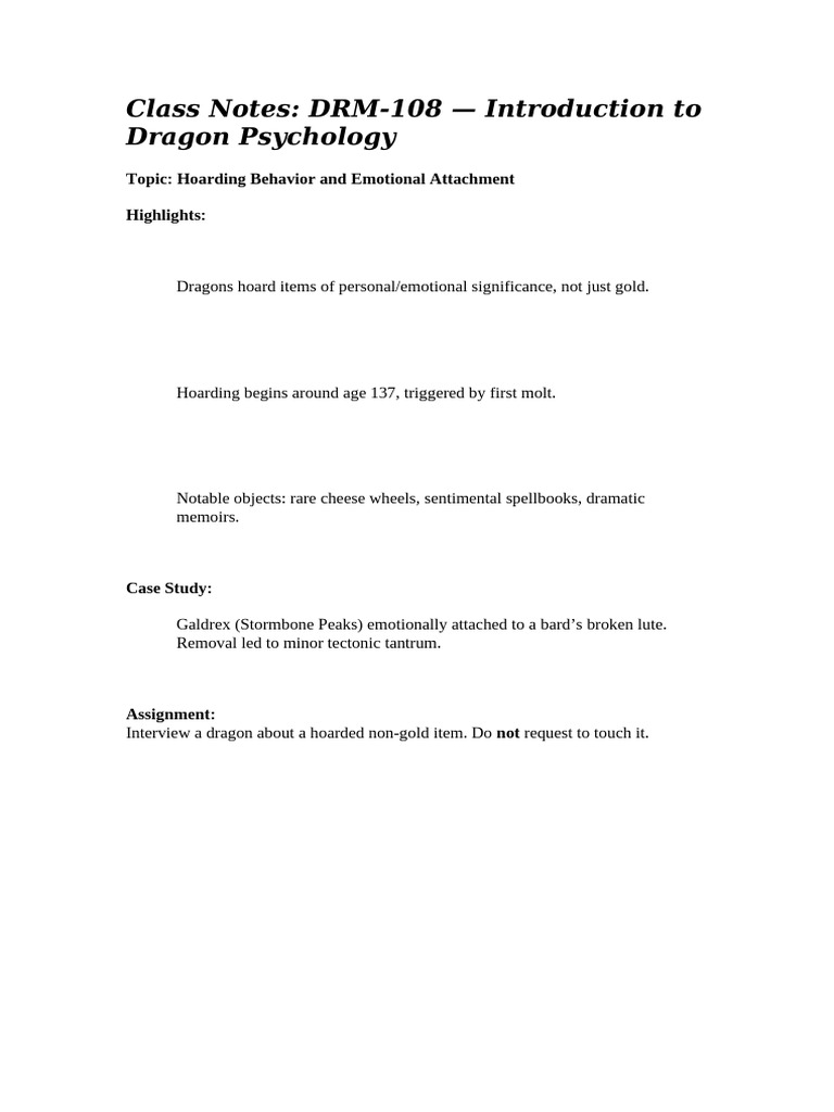 Dragon Psychology: Hoarding Behavior Insights | PDF
