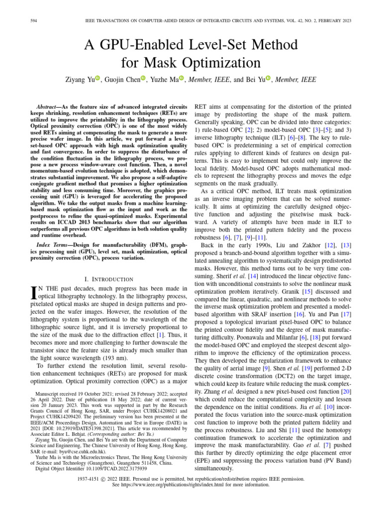 A GPU-Enabled Level-Set Method For Mask Optimization | PDF | Fast ...