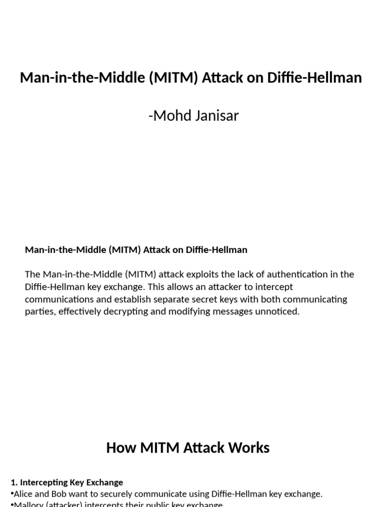 4.4 Man-In-The-Middle (MITM) Attack On Diffie-Hellman | PDF