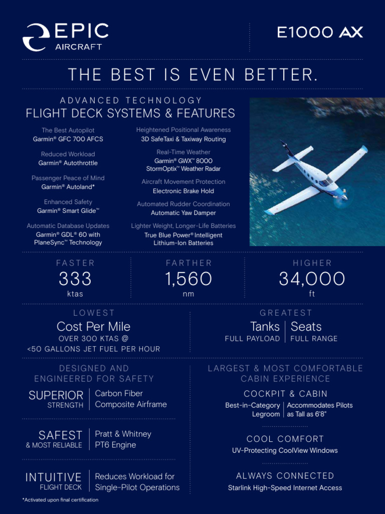 Epic E1000 AX Specifications 2025 | PDF | Transport | Aerospace
