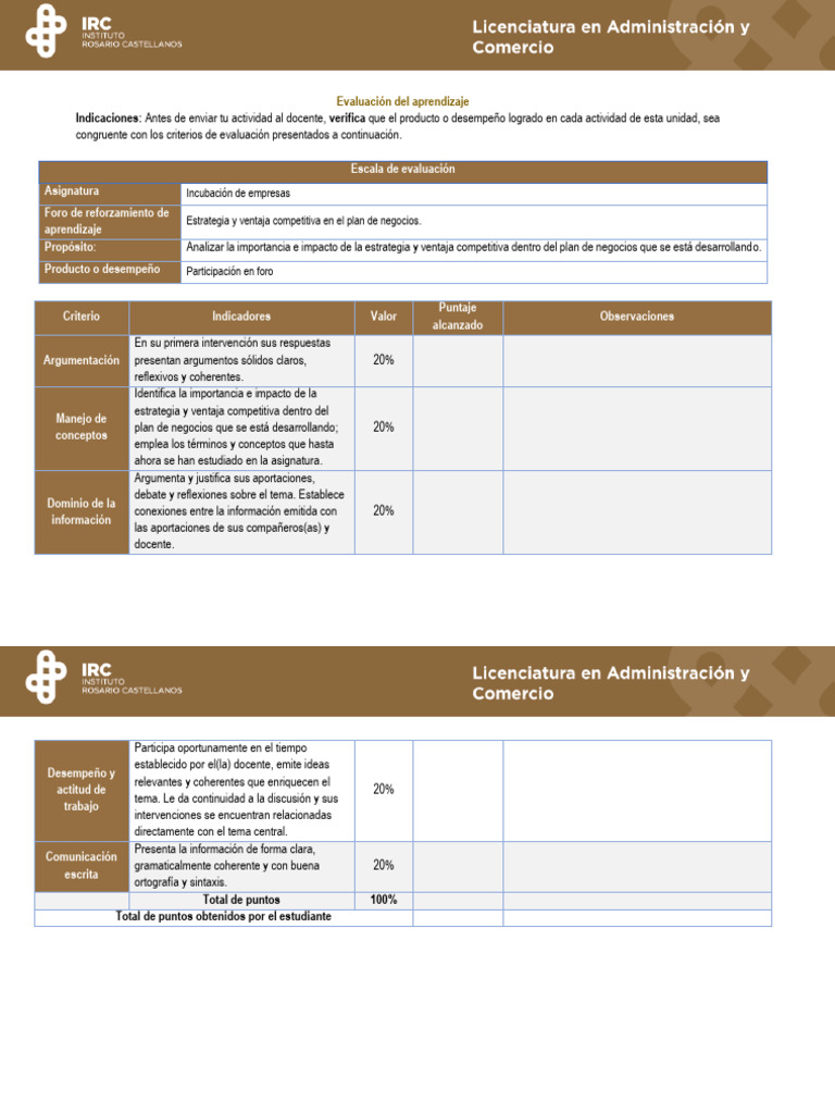 LAC706 U3 Escala FR | PDF | Plan de negocios | Aprendizaje