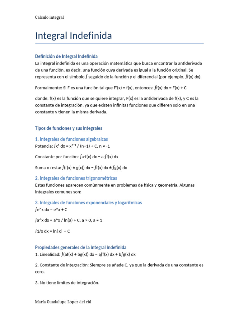 Integral Indefinida y Métodos de Cálculo | PDF | Integral | Derivado