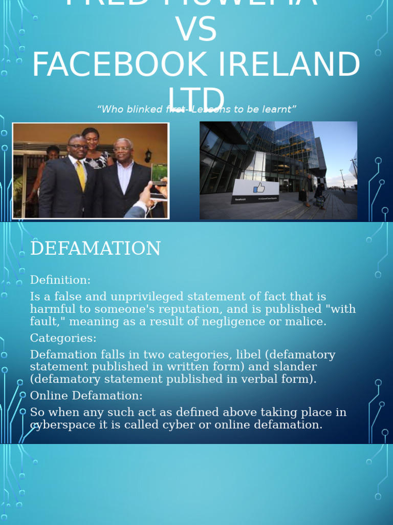 Fred Muwema Online Defamationpresentation | PDF | Defamation | Facebook