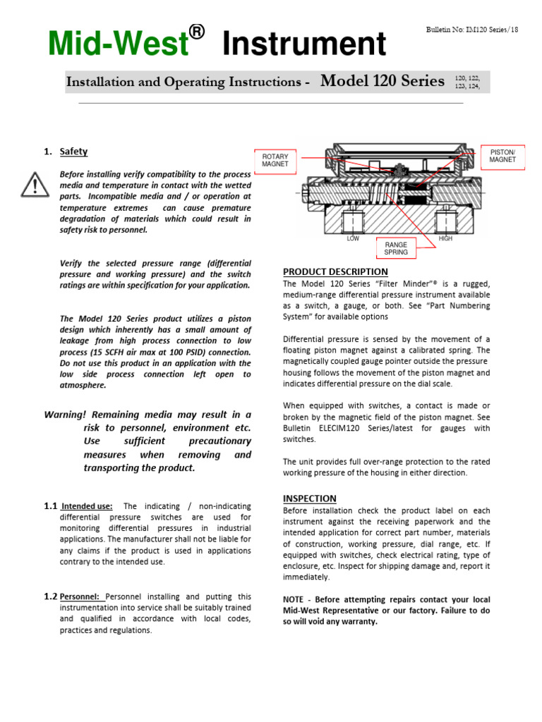 Model 120 Series Installation Guide | PDF | Pressure Measurement | Pipe ...