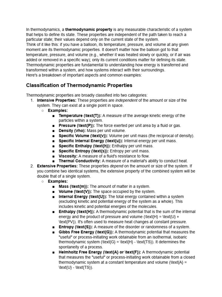 Thermodynamics Properties | PDF | Thermodynamics | Heat