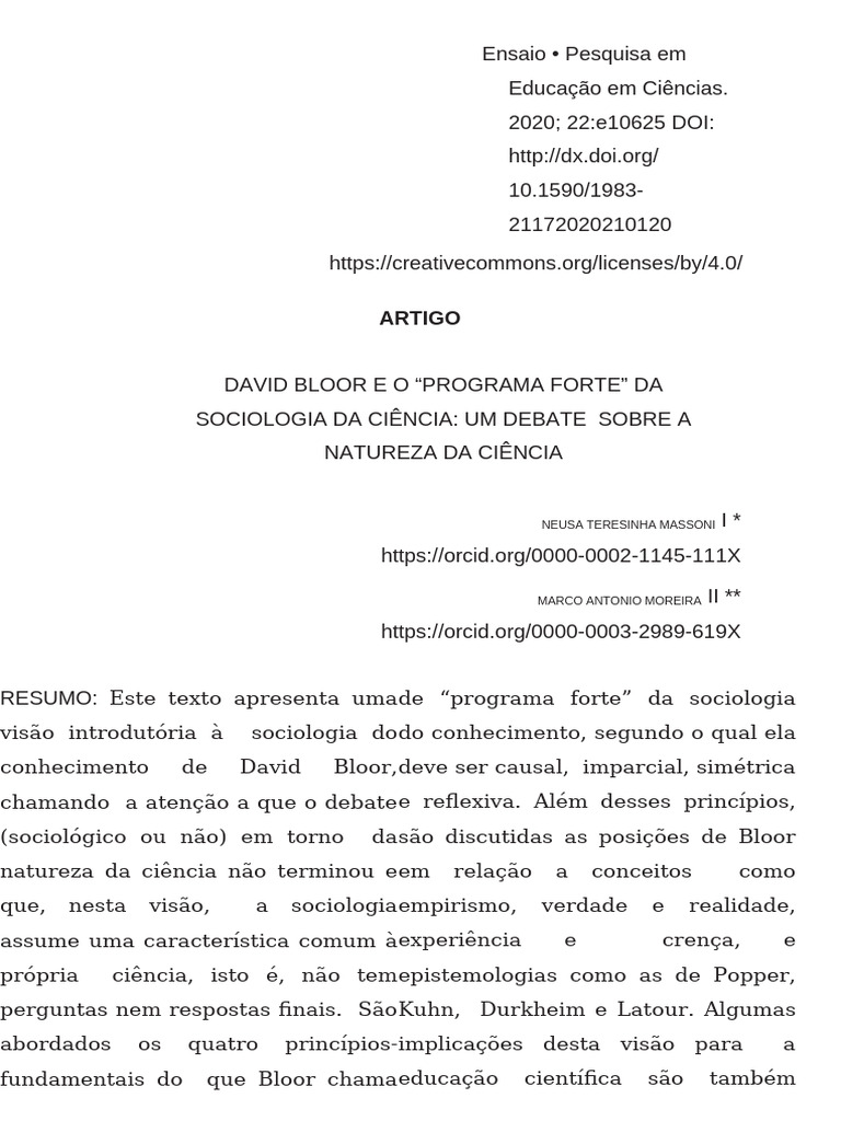 Aula 3 - David Bloor e o Programa Forte Da Ciência - Um Debate Sobre A Natureza Da Ciência | PDF ...