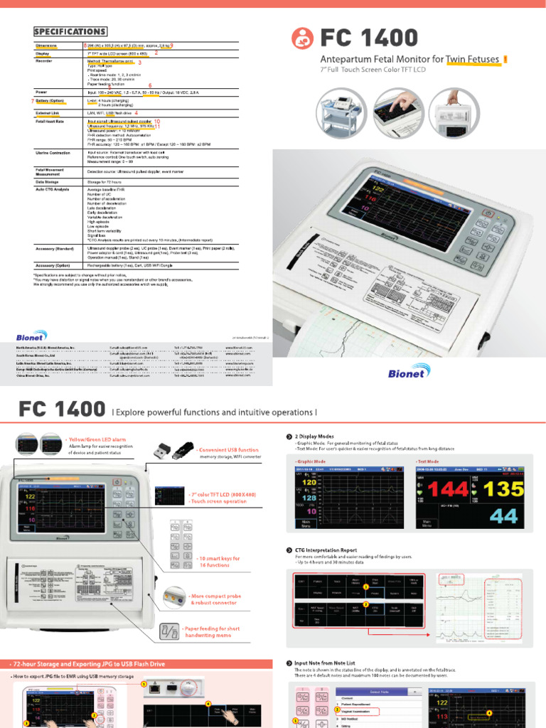 FC1400 Fetal Monitor Brochure | PDF