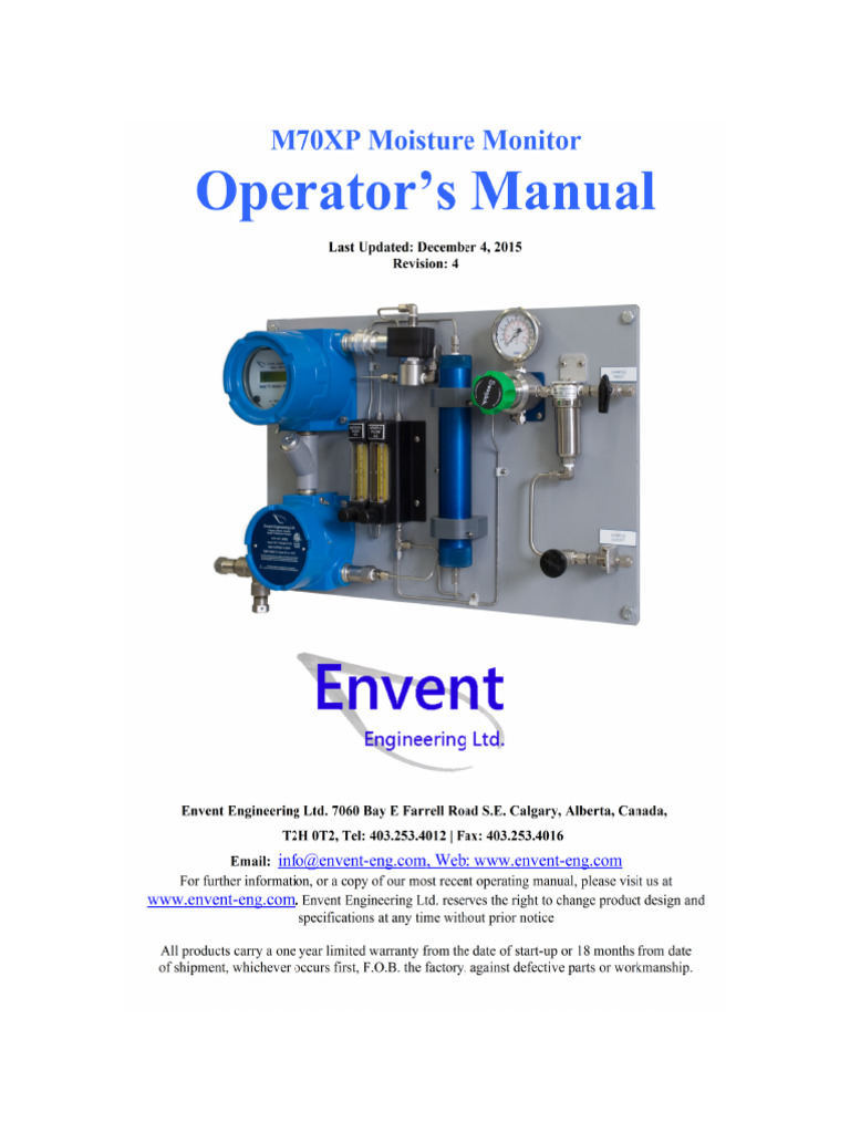 OperatorManual-M70XP-AutoCal_R4 H2O | PDF | Humidity | Mole (Unit)