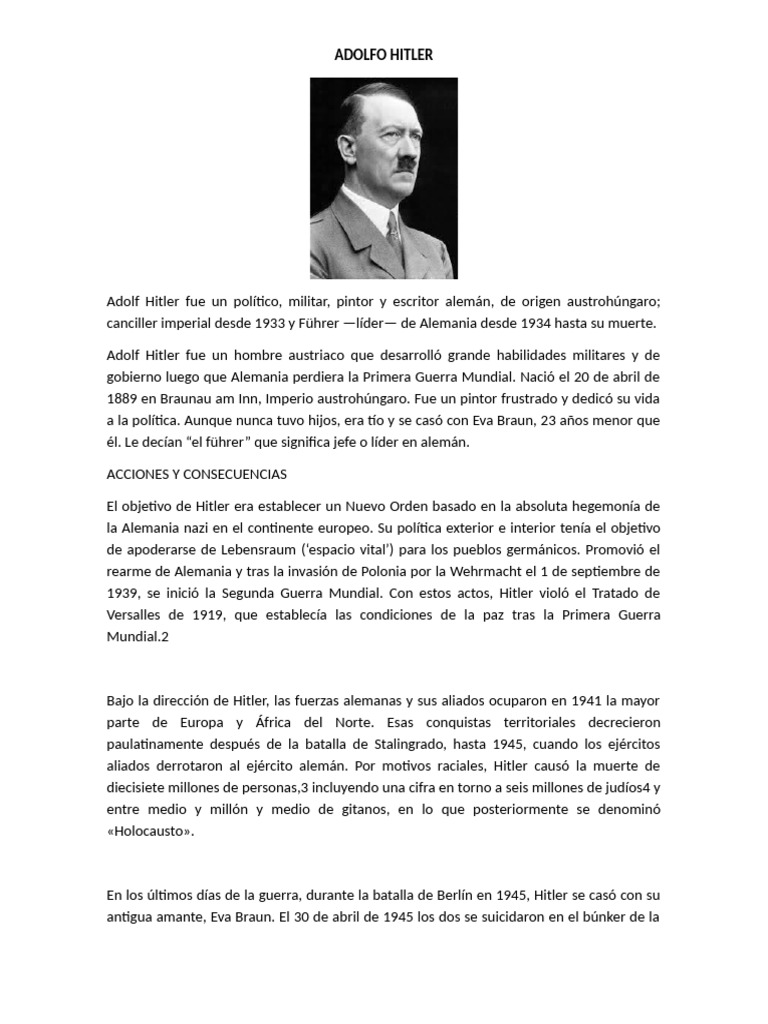 Adolf Hitler: Ascenso y Caída del Führer | PDF | Adolf Hitler ...