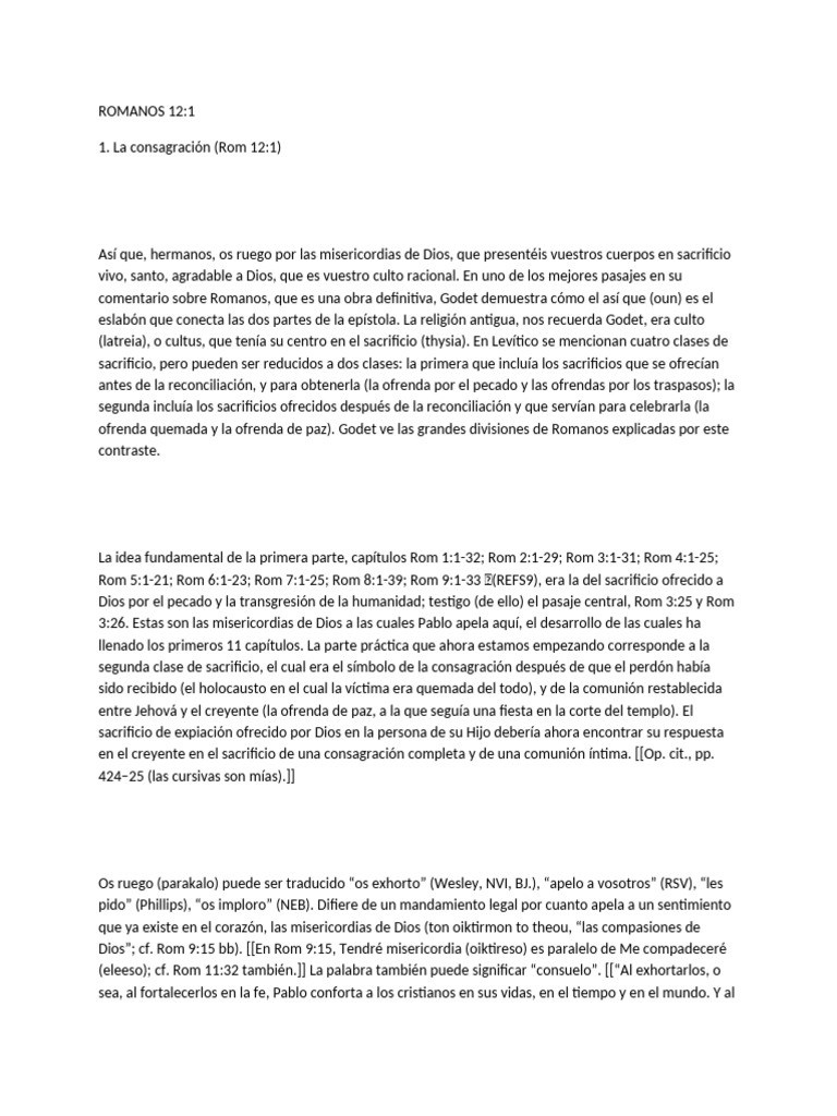Consagración en Romanos 12:1 | PDF | Salvación | Creencia religiosa y ...