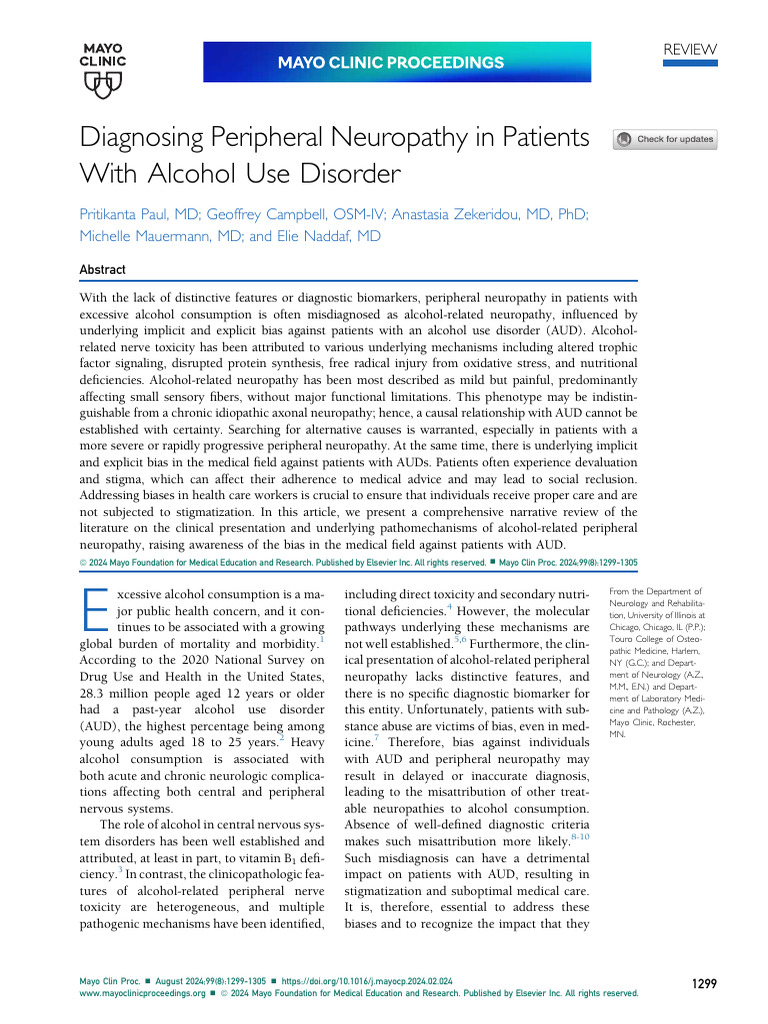 Diagnosing Peripheral Neuropathy in Patients With Alcohol Use Disorder ...