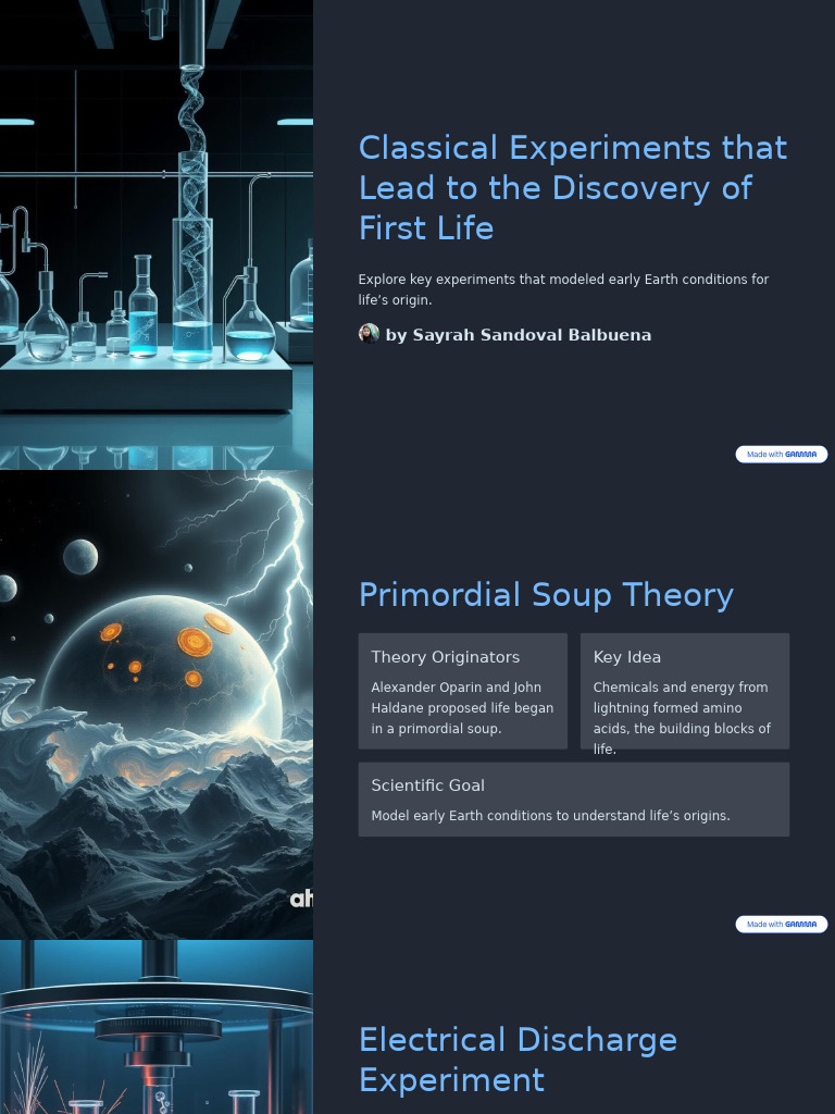 Classical Experiments That Lead to the Discovery of First Life (1 ...