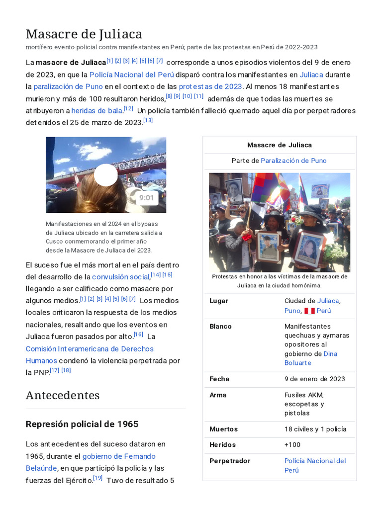 Masacre de Juliaca: Protestas y Represión | PDF | Crímenes | Crimen y ...