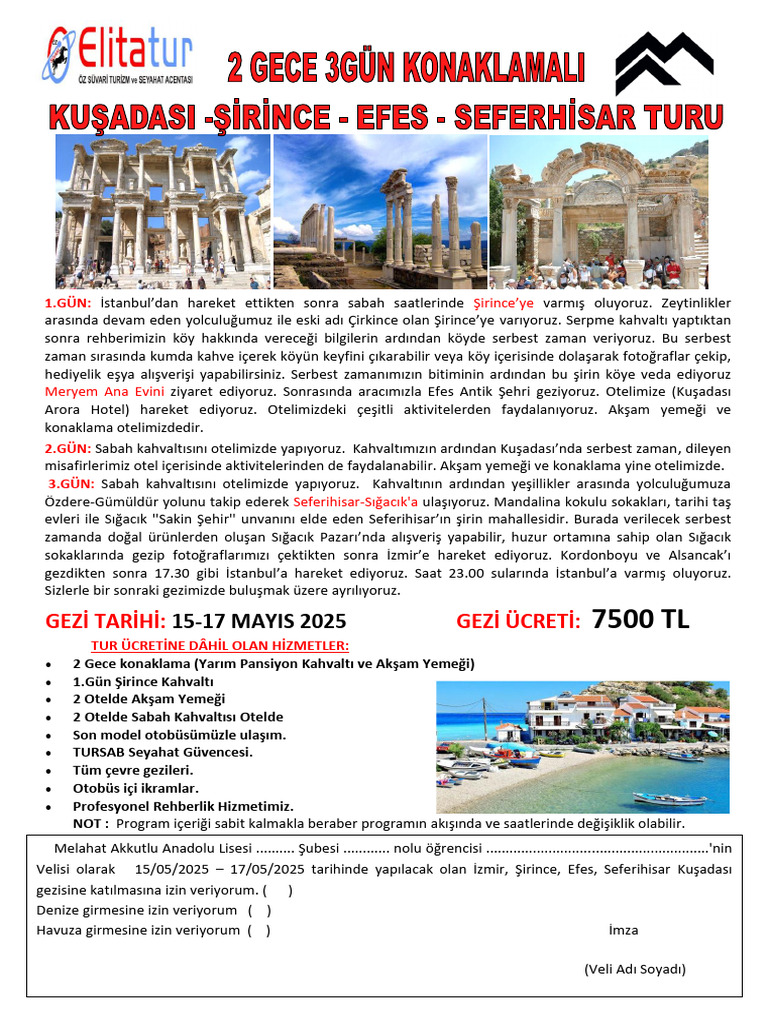 2 Gece KUŞADASI - EFES - SEFERHİSAR TURU | PDF