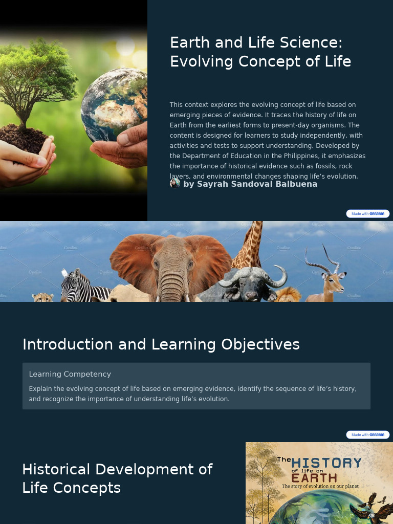 Earth and Life Science Evolving Concept of Life | PDF | Life | Evolution