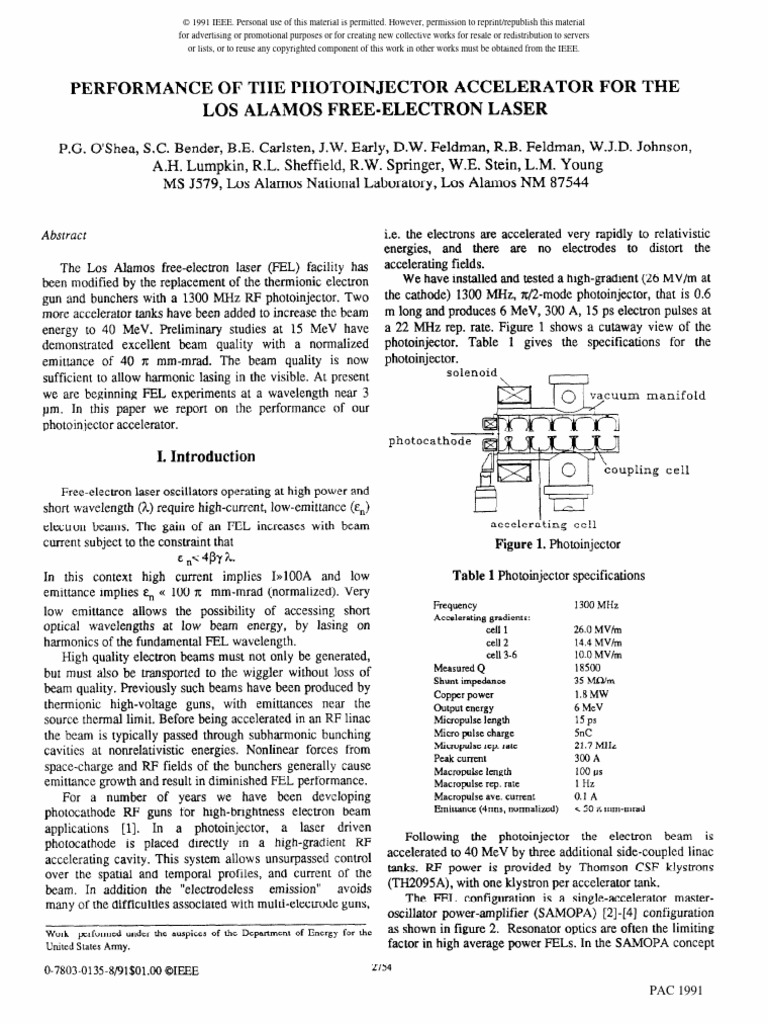 Performance of The Photoinjector Acceler | PDF | Laser | Particle Accelerator