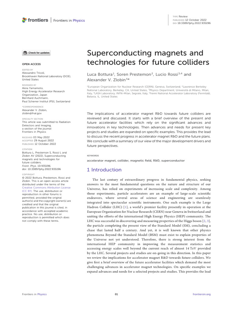 Superconducting Magnets and Technologies | PDF | Large Hadron Collider | Particle Accelerator