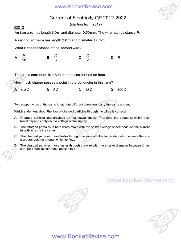 Current of Electricity QP | PDF