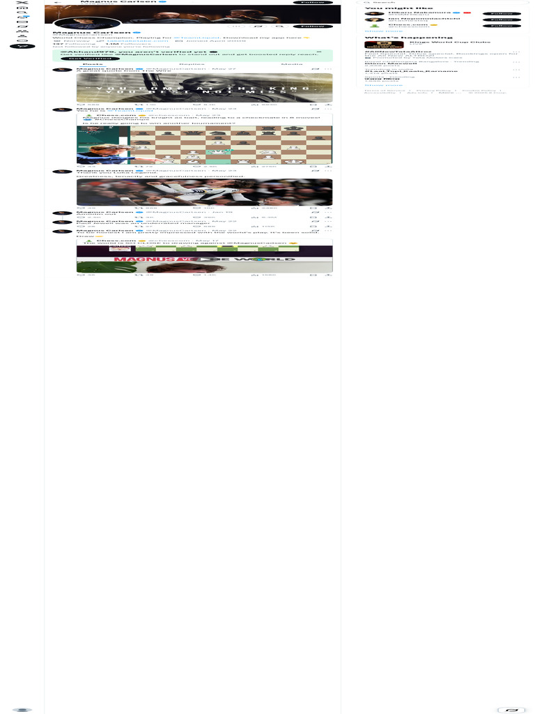 Magnus Carlsen (@MagnusCarlsen) X | PDF | Chess Competitions | Sports