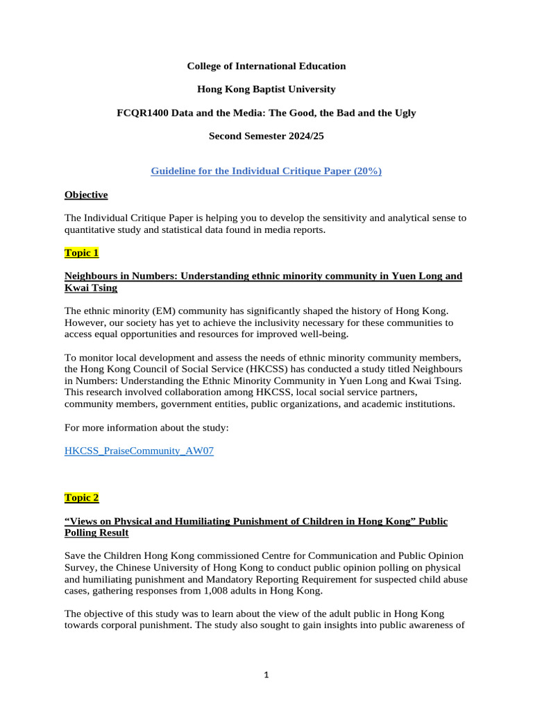 Critique Guidelines for Media Data Studies | PDF | Sampling (Statistics ...
