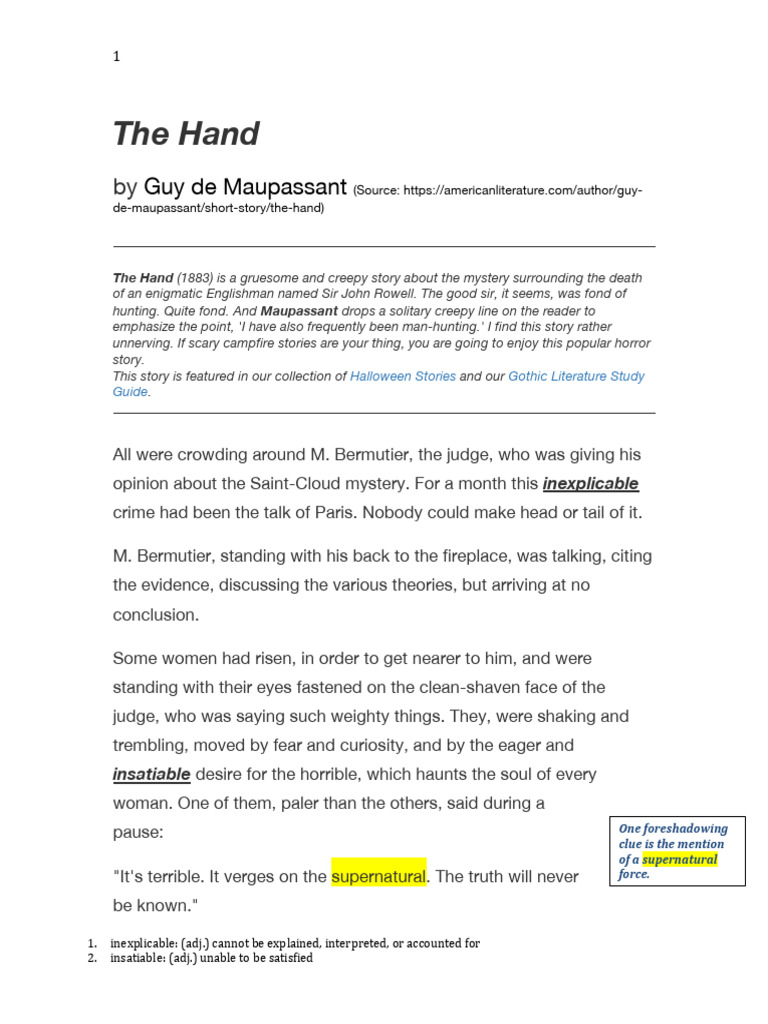 The Hand With Annotations | PDF