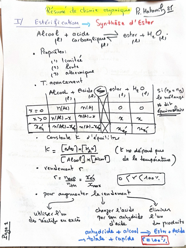 Estérification → Synthése d'Ester | PDF