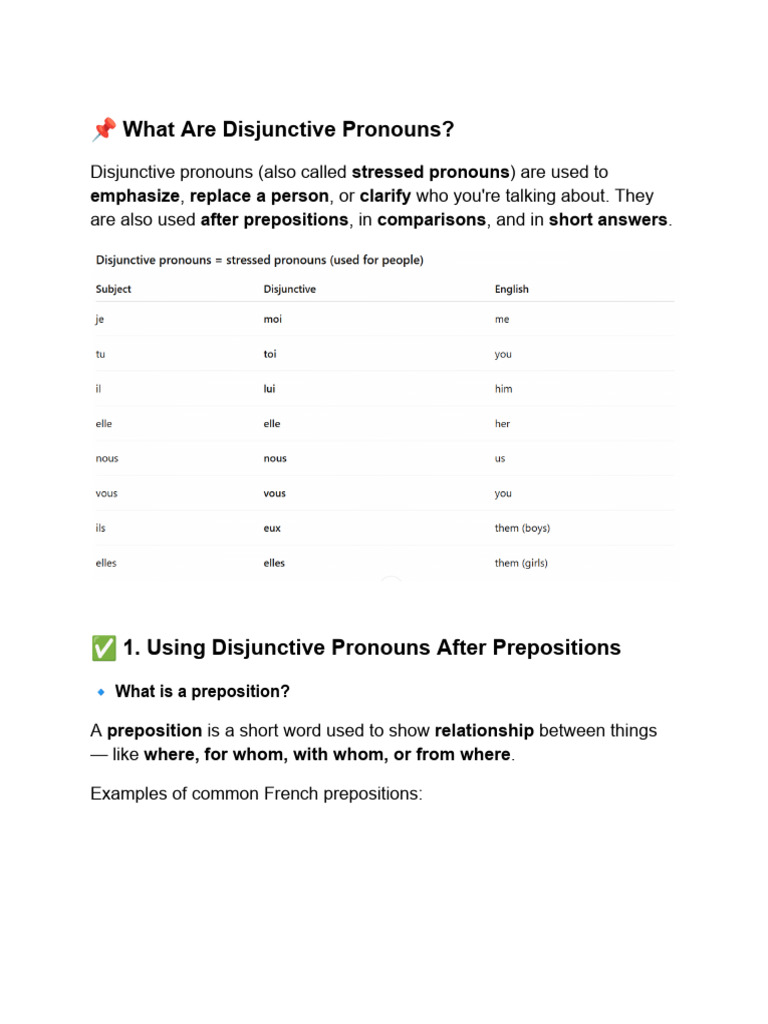 ? What Are Disjunctive Pronouns B1 | PDF | Grammatical Number ...