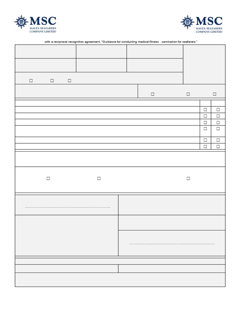 MSC Seafarer Medical Fitness Certificate - Rev - 2024!05!2 | PDF | Identity Document | Sailor