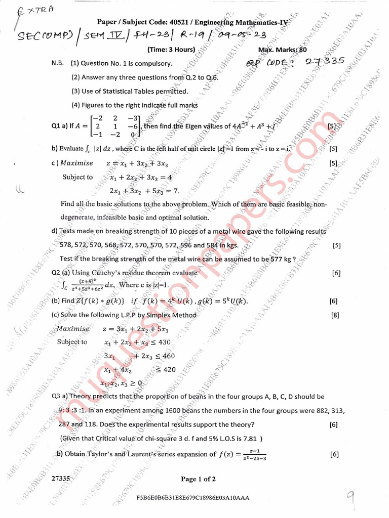 Be Computer Engineering Semester 4 2023 May Engineering Mathematicsivrev 2019 C Scheme | PDF