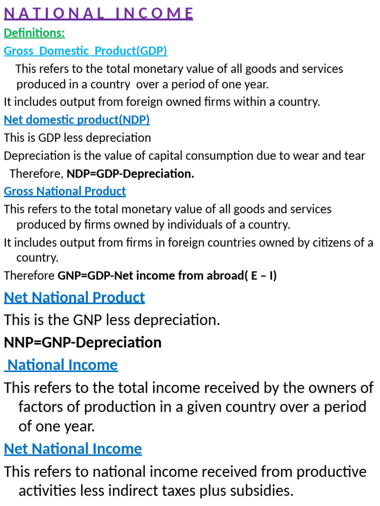 Gross Domestic Product (GDP) : Definitions | PDF | Measures Of National ...