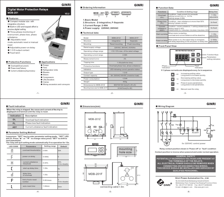 Manual de Uso de Supervisor de Tensión GINRI | PDF | Relay | Parameter ...