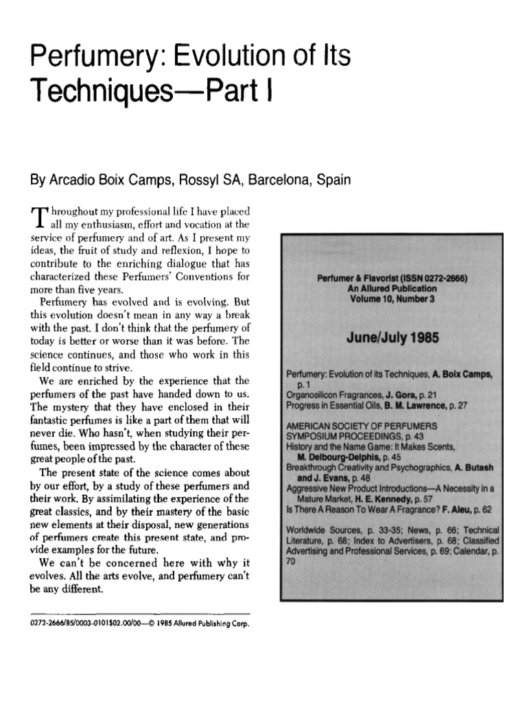 Evolution of Perfumery Techniques | PDF | Perfume | Perfumery