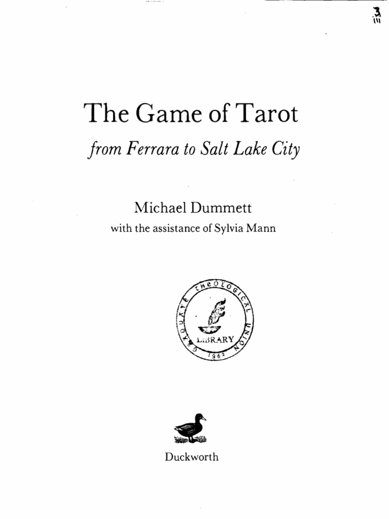 Michael Dummett - The Game of Tarot | PDF | Tarot | Gaming Devices