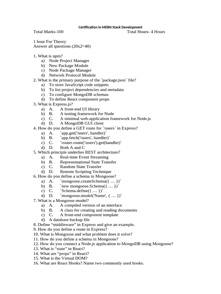 Certification in MERN Stack Development | PDF | Computing | Software Engineering