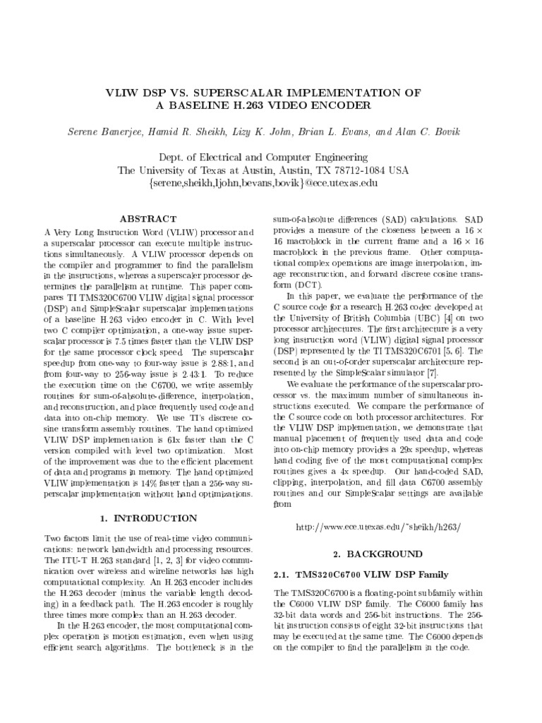 Serene Asil 2000 h263c6xSSpaper | PDF | Digital Signal Processor | Central Processing Unit