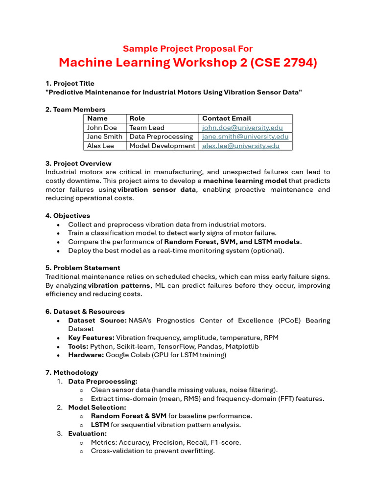 Sample Project Proposal | PDF | Machine Learning | Support Vector Machine
