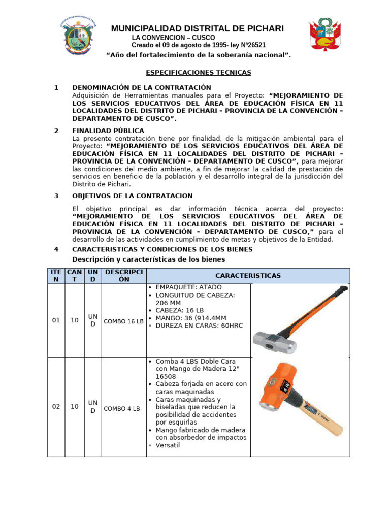 1 Eet Adq. de Herramientas Manuales | PDF | Tubería (transporte de fluidos) | Cuerda