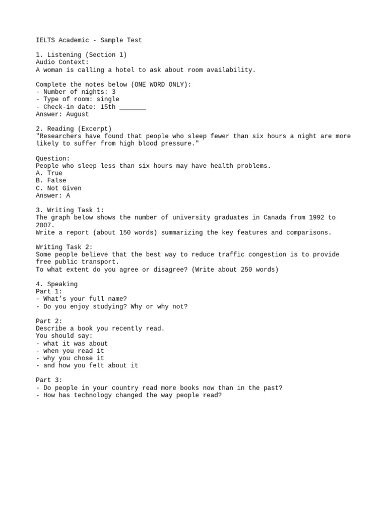 Ielts Academic Sample Test Pdf