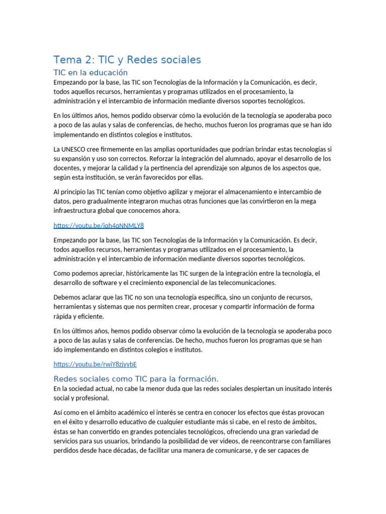 Tema 2 TIC y Redes Sociales | PDF | Tecnología de información y ...