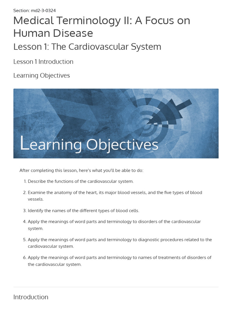 Medical Terminology II - A Focus On Human Disease - Lesson 1 - The ...