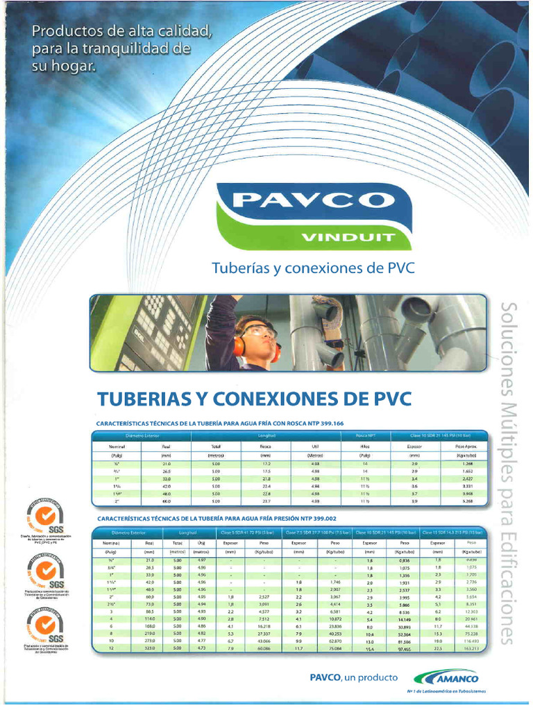 Tubos y Accesorios PVC, PAVCO | PDF