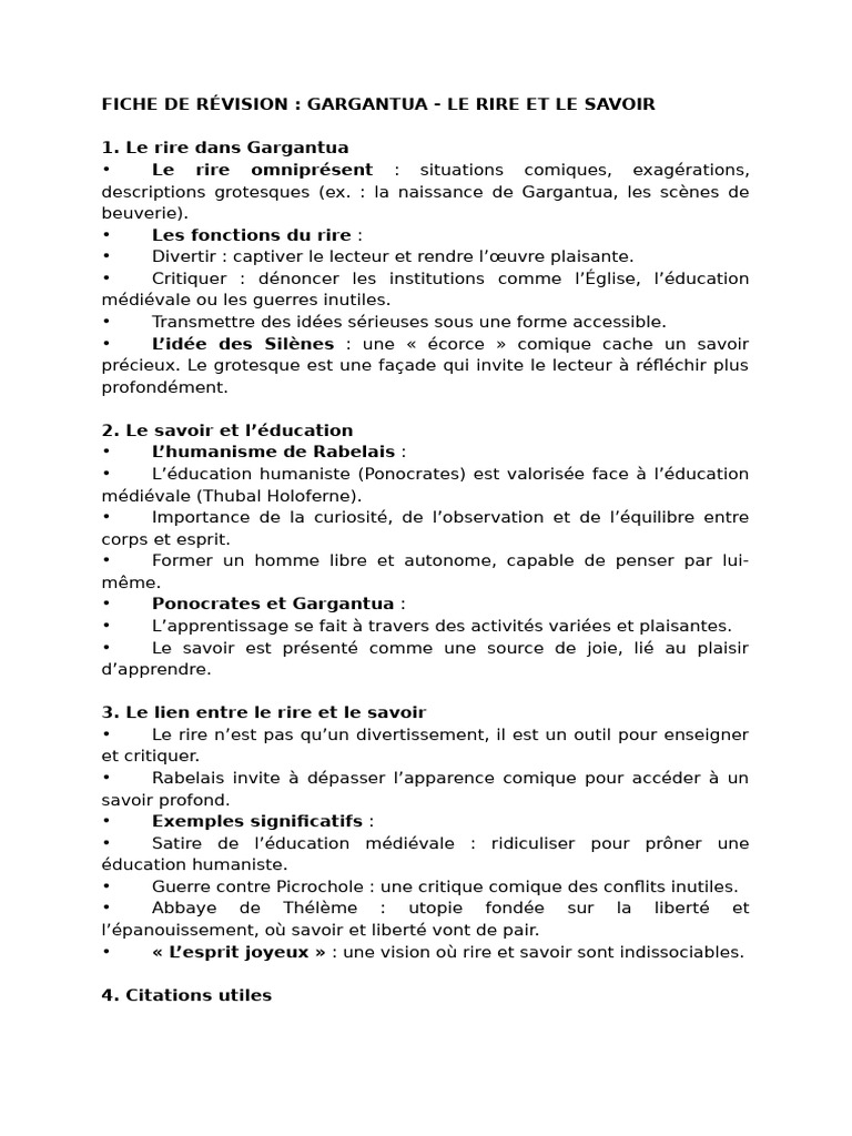 Rire et Savoir dans Gargantua | PDF
